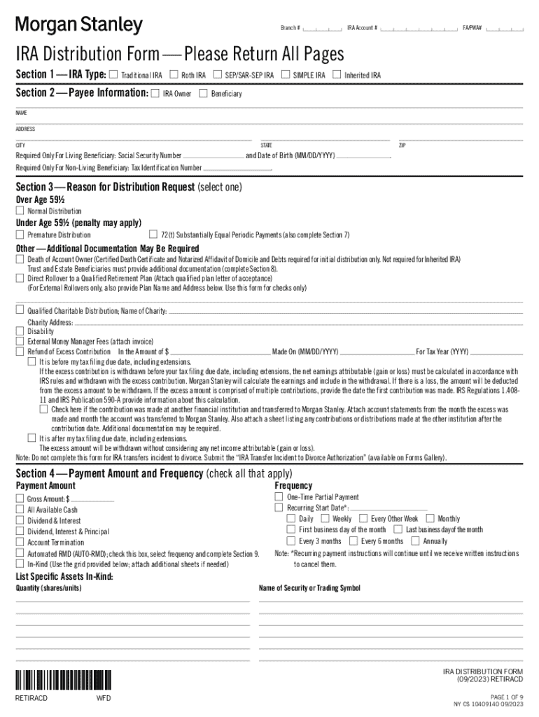 Fillable Online Morgan Stanley Traditional IRA Distribution Form Fax ...