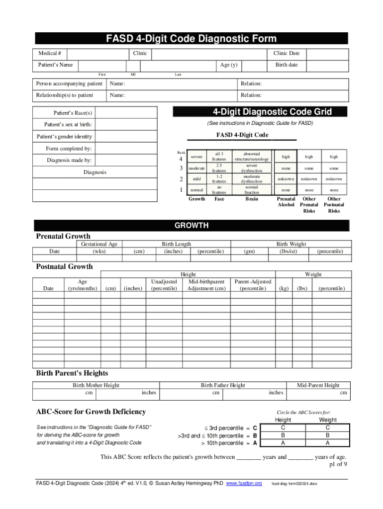 Fillable Online Comparison of the FASD 4-Digit Code and Hoyme et al ...