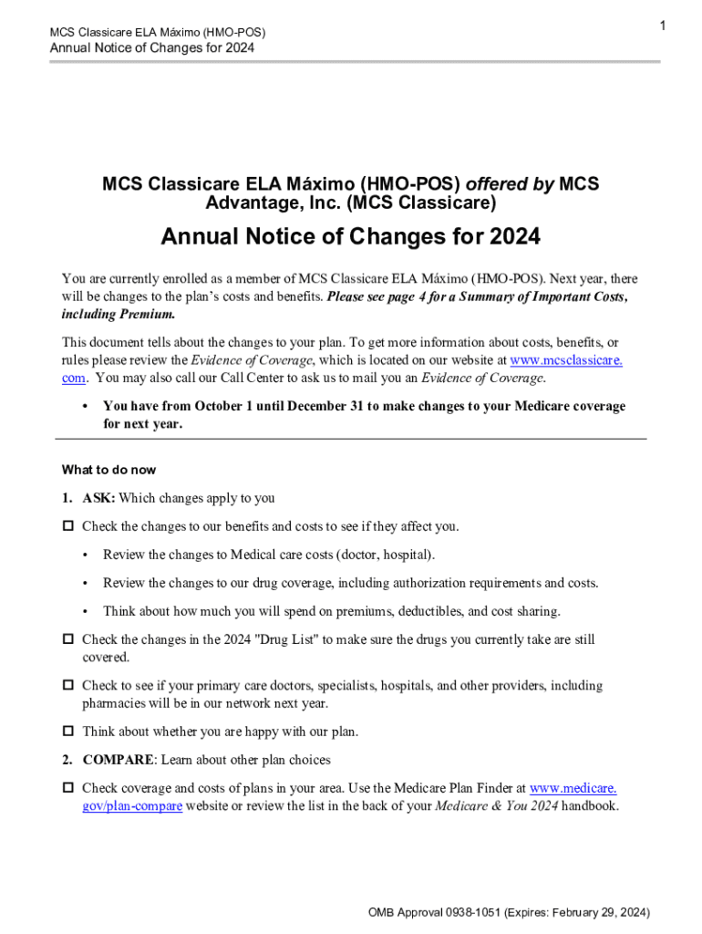 Fillable Online MCS Classicare ELA Mximo (HMO-POS) Fax Email Print - pdfFiller