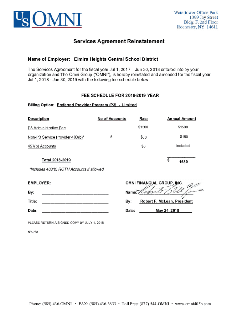 Fillable Online Omni 2018-19P3 Services Agreement Reinstatement ...