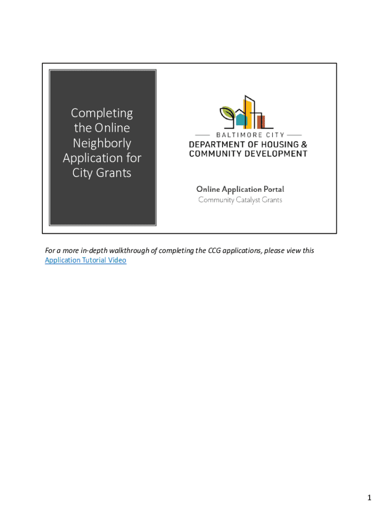 Fillable Online Completing the Online Neighborly Application for City ...