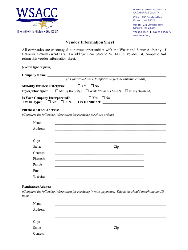 Fillable Online WATER & SEWER AUTHORITY Fax Email Print - pdfFiller