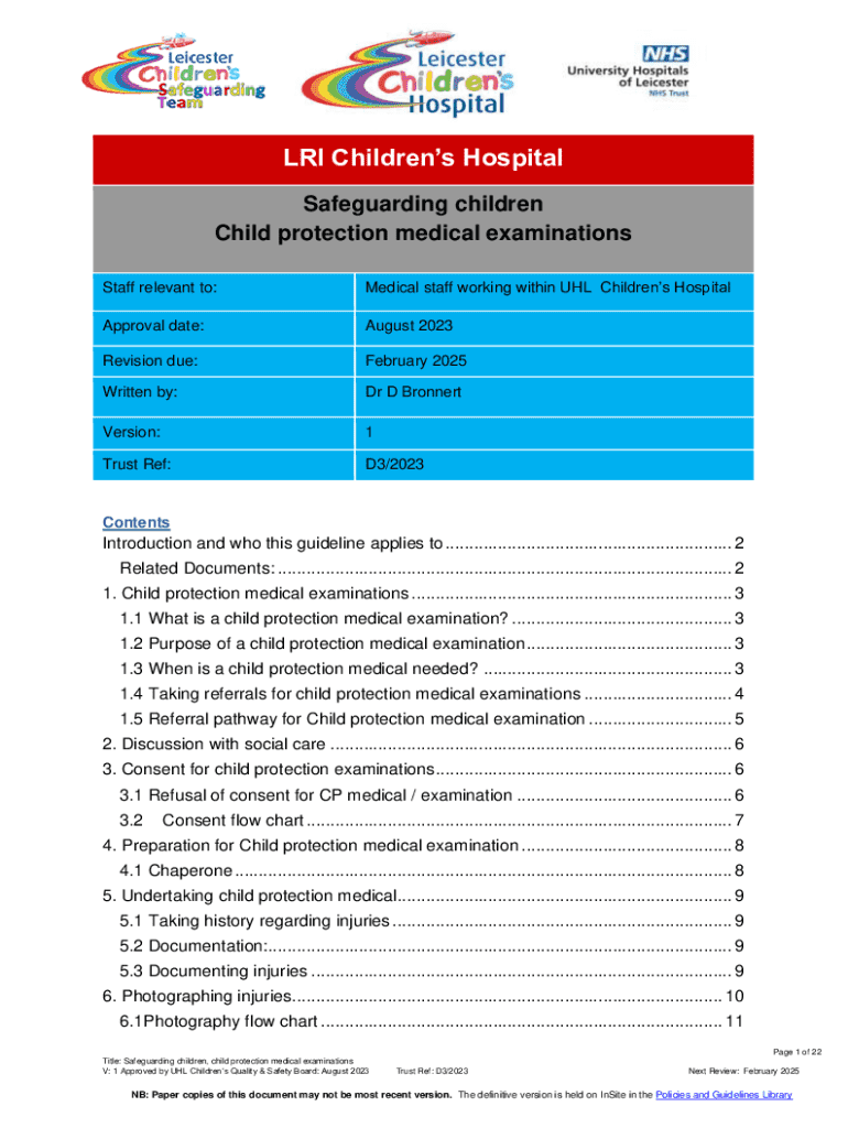 Fillable Online Safeguarding children Child protection medical ...