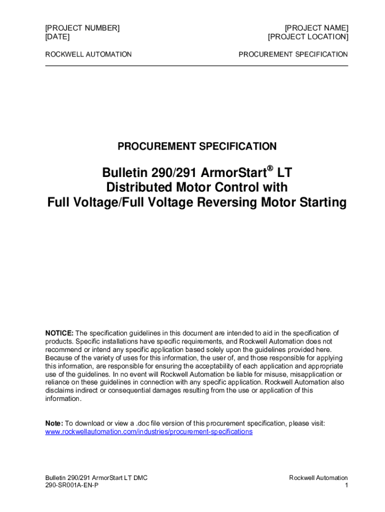 Fillable Online ArmorStart LT Distributed Motor Controller Selection ...