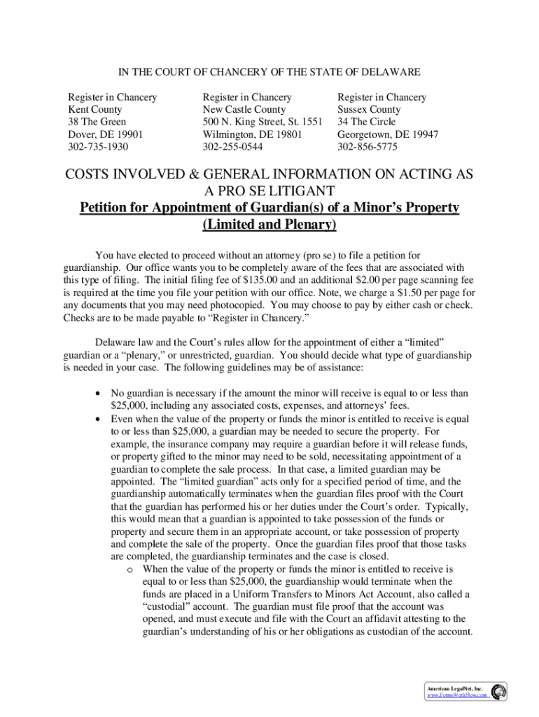 Fillable Online Petition For The Appointment Of A (Plenary) Guardian(s ...