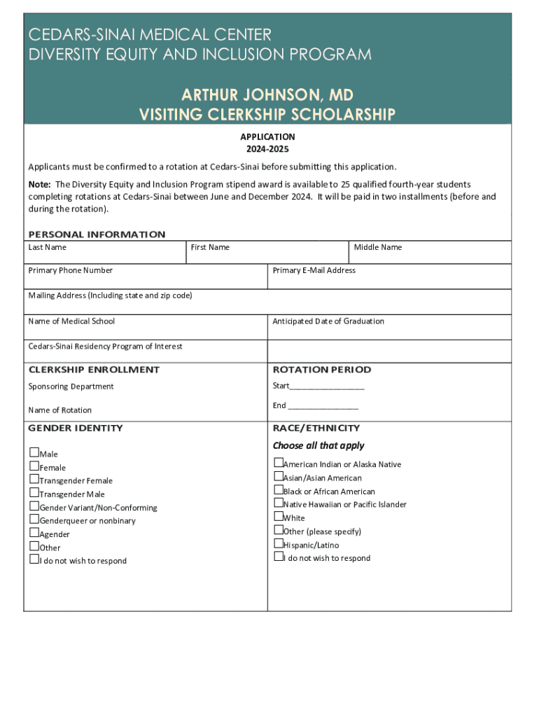 Fillable Online cedars-sinai medical center diversity equity and inclusion ... Fax Email Print ...