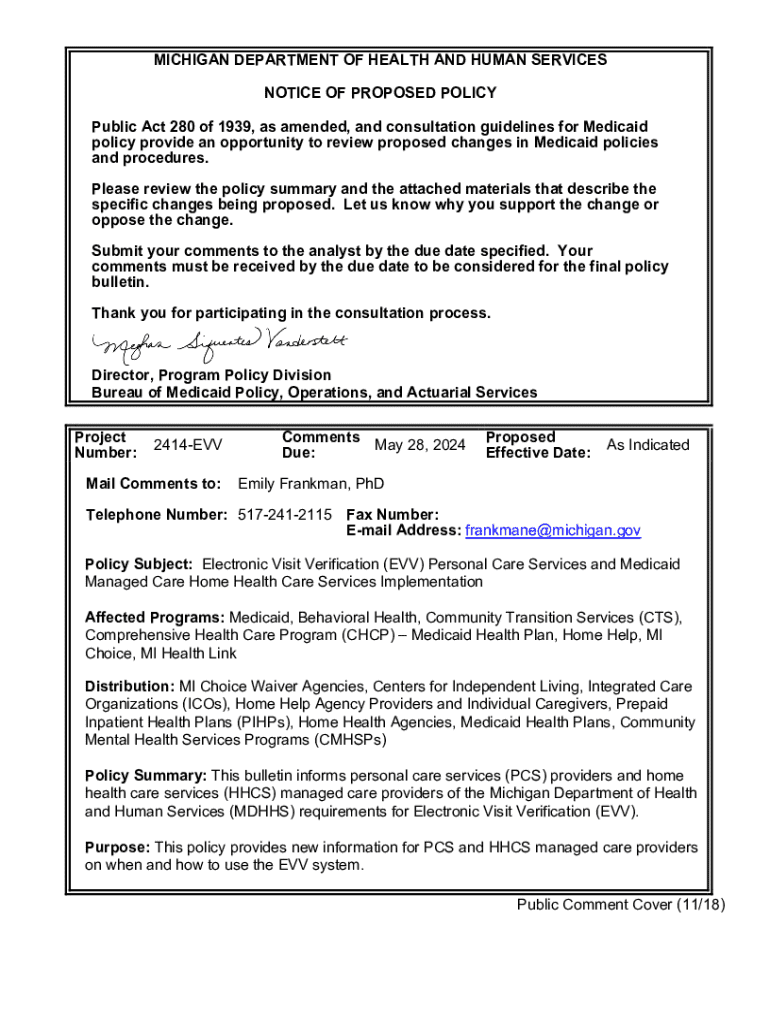 Fillable Online MDHHS-Notice-of-Proposed-Policy. ... Fax Email Print ...