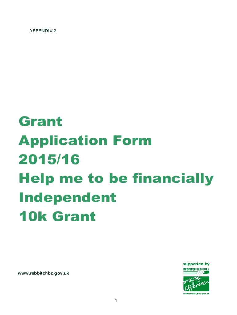 Fillable Online Grant Application Form 2015/16 Help me to be financially ... Fax Email Print ...