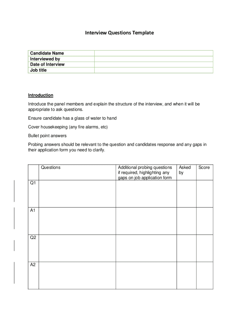 Fillable Online Interview Questionnaire Worksheet Fax Email Print ...