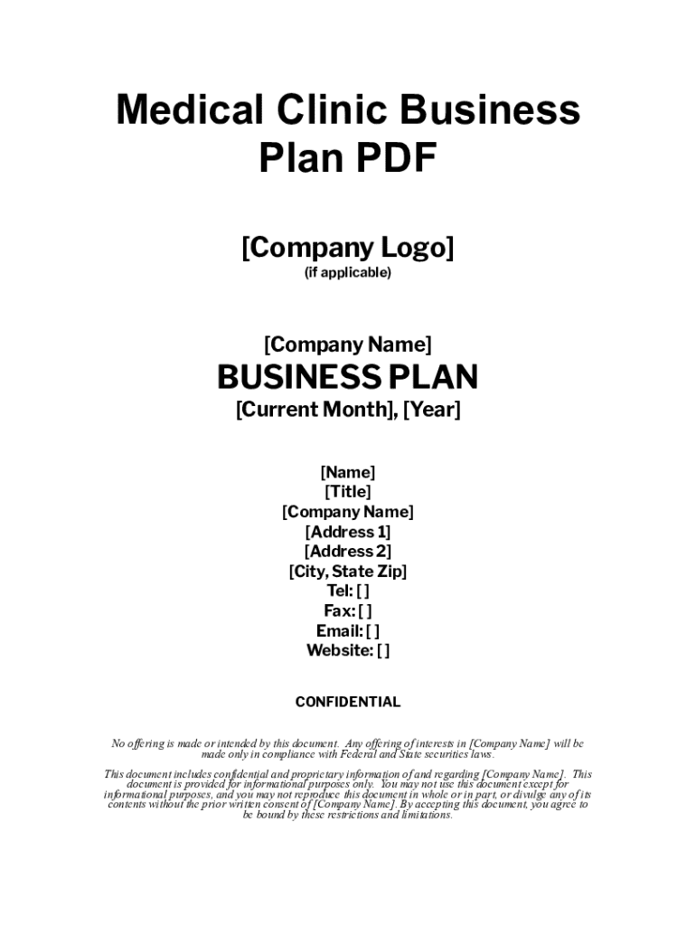 Fillable Online Medical Clinic Business Plan Template & PDF Example Fax ...