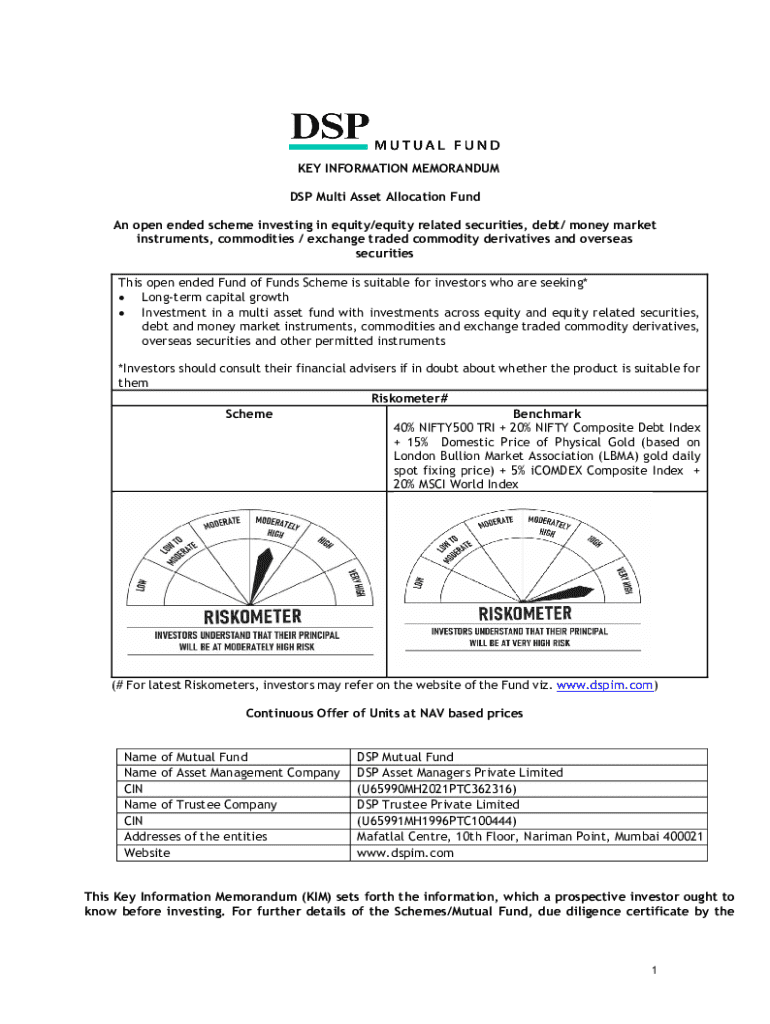 Fillable Online NFO Alert: DSP Mutual Fund launches DSP Multi Asset ... - Mint Fax Email Print ...