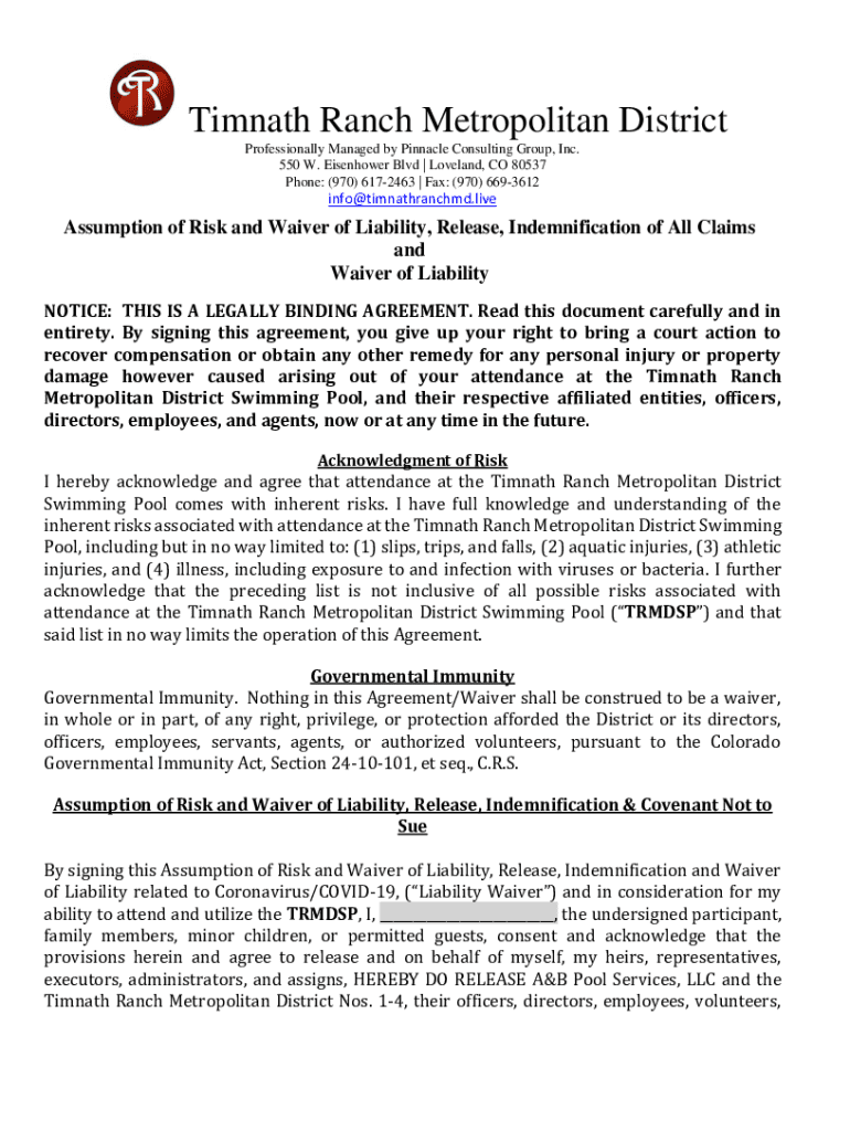 Fillable Online Contact Us - Timnath Ranch Metropolitan District Nos. 1 ...