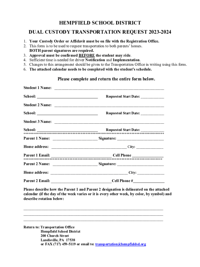 Fillable Online 23-24 Dual Custody Request Form ... Fax Email Print ...