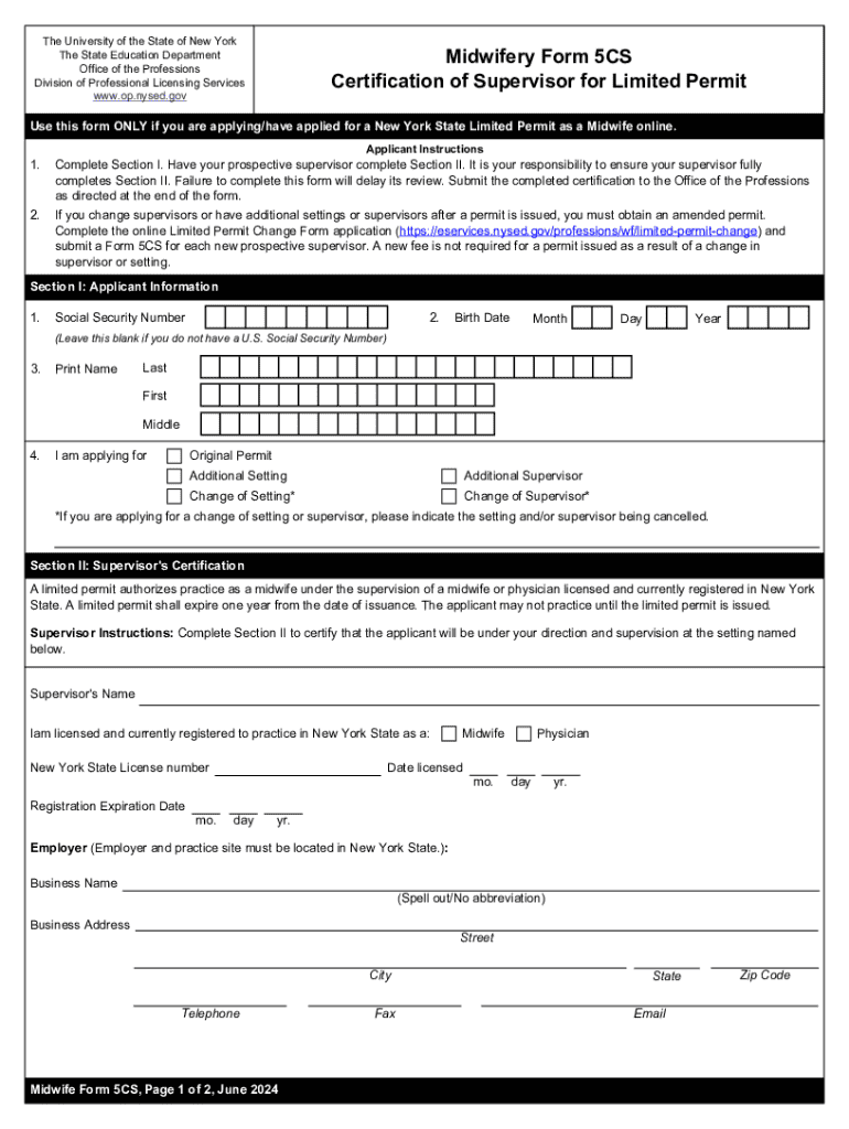 Fillable Online Online Form 5 - Application for Limited Permit for ...