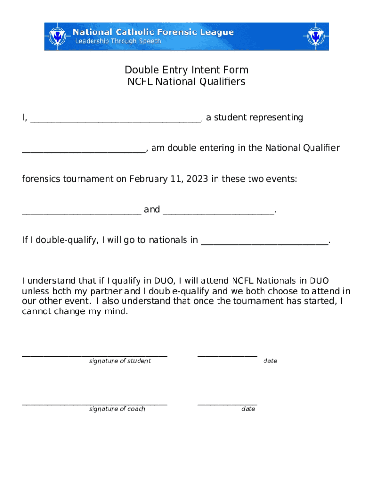 NCFL Grand National Tournament Doc Template | pdfFiller