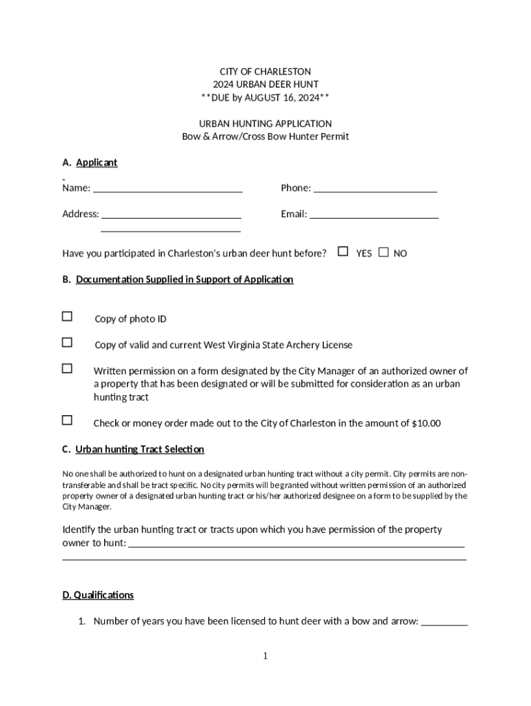 2024 Archery Deer Hunt Ination and Application Doc Template | pdfFiller