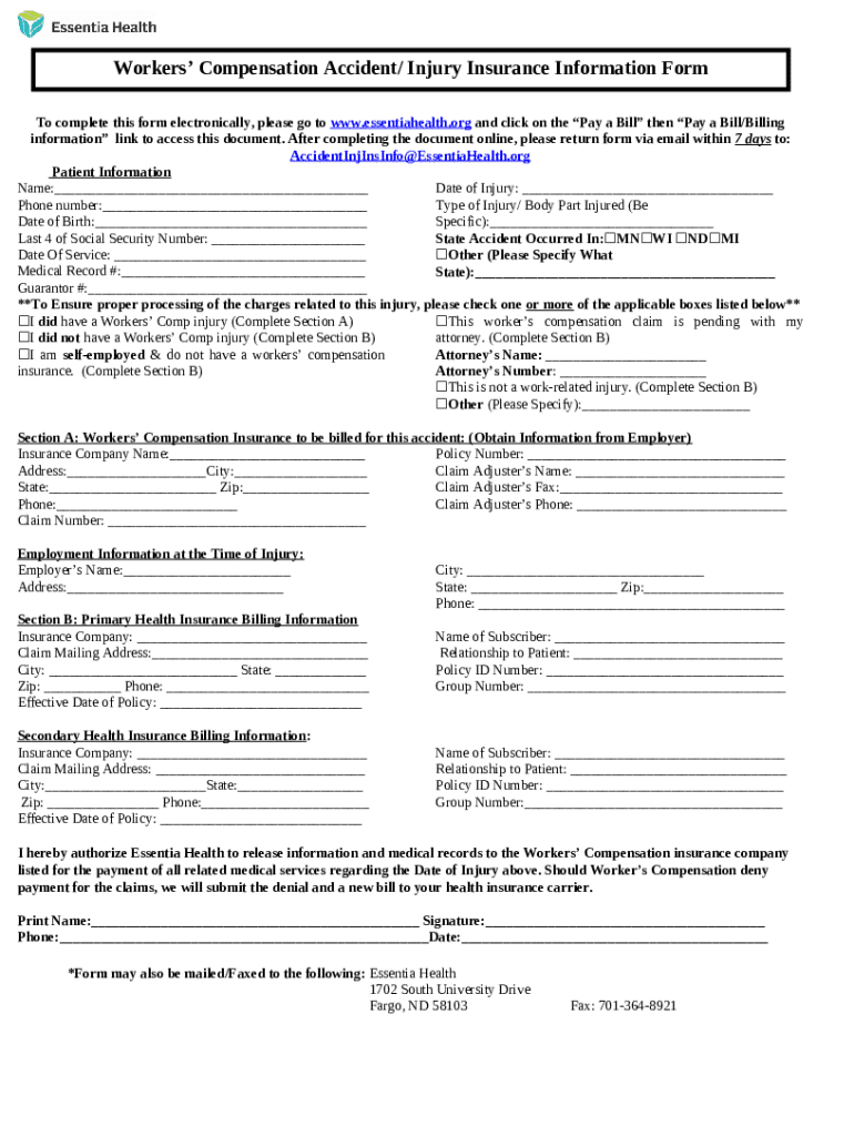 Personal Accident / Injury Insurance Ination ... Doc Template | pdfFiller