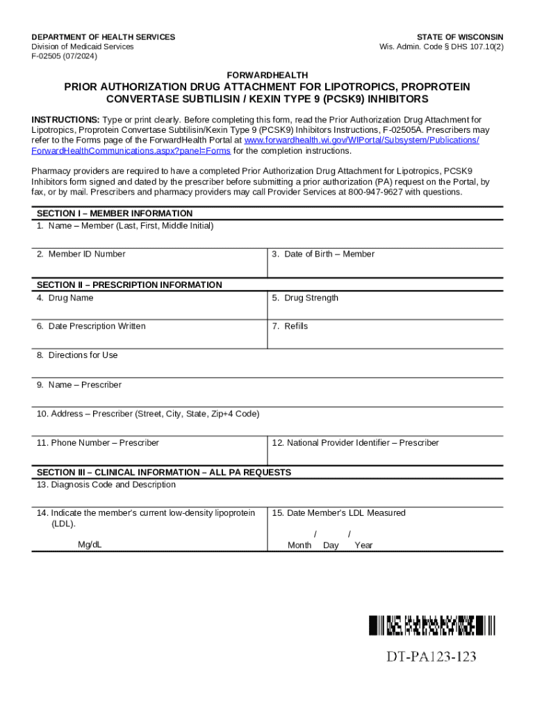 Prior Authorization Drug Attachment for Lipotropics, Proprotein Convertase Subtilisin/Kexin Type ...