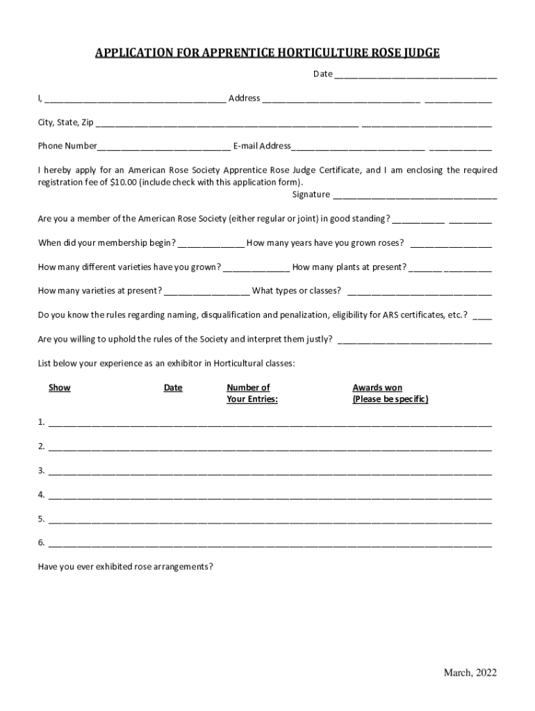 Fillable Online Horticulture Judge Emeritus Request Form Fax Email ...
