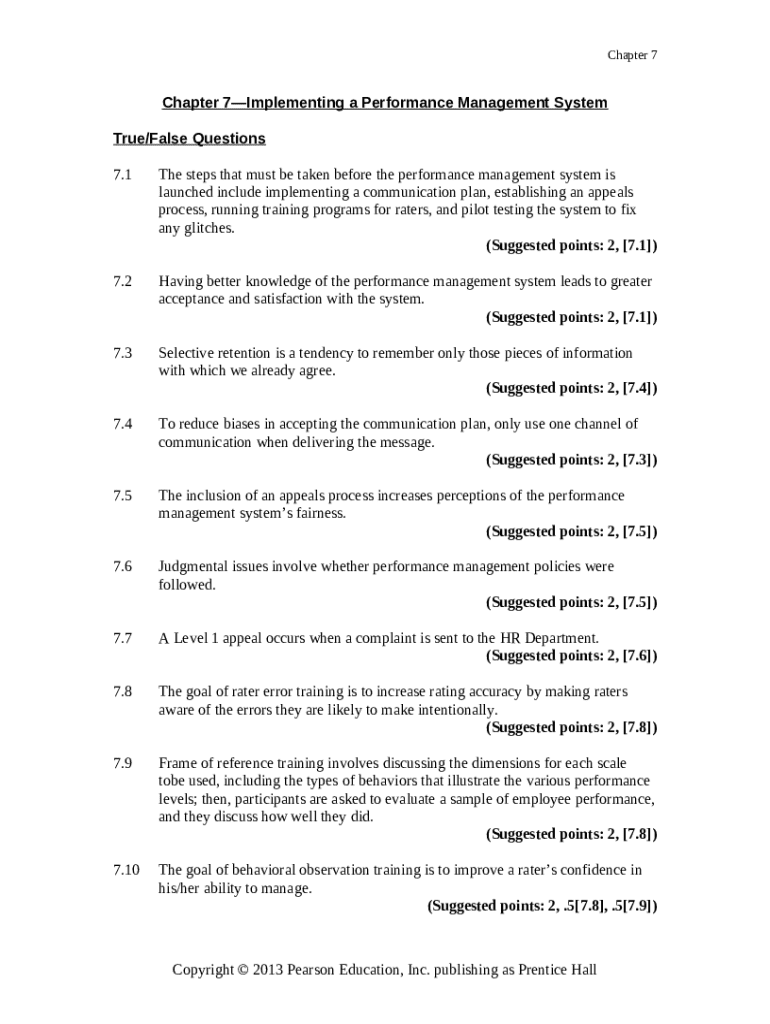 Ch 7 Rolling Out the Perance Management System Doc Template | pdfFiller