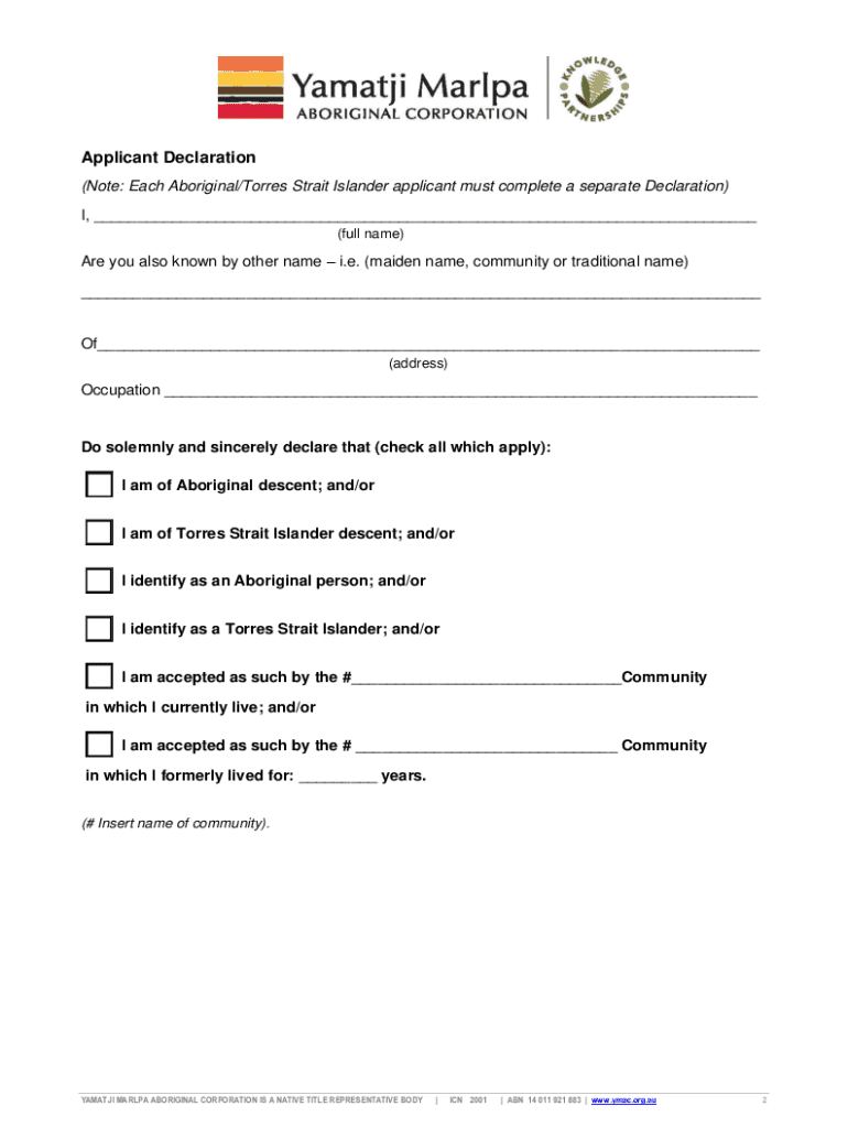 Fillable Online Proof of Aboriginality or Torres Strait Islander ...