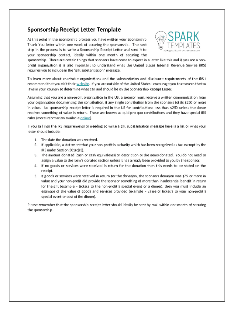 Spark Templates-Template-Sponsorship Cover Letter Doc Template | pdfFiller