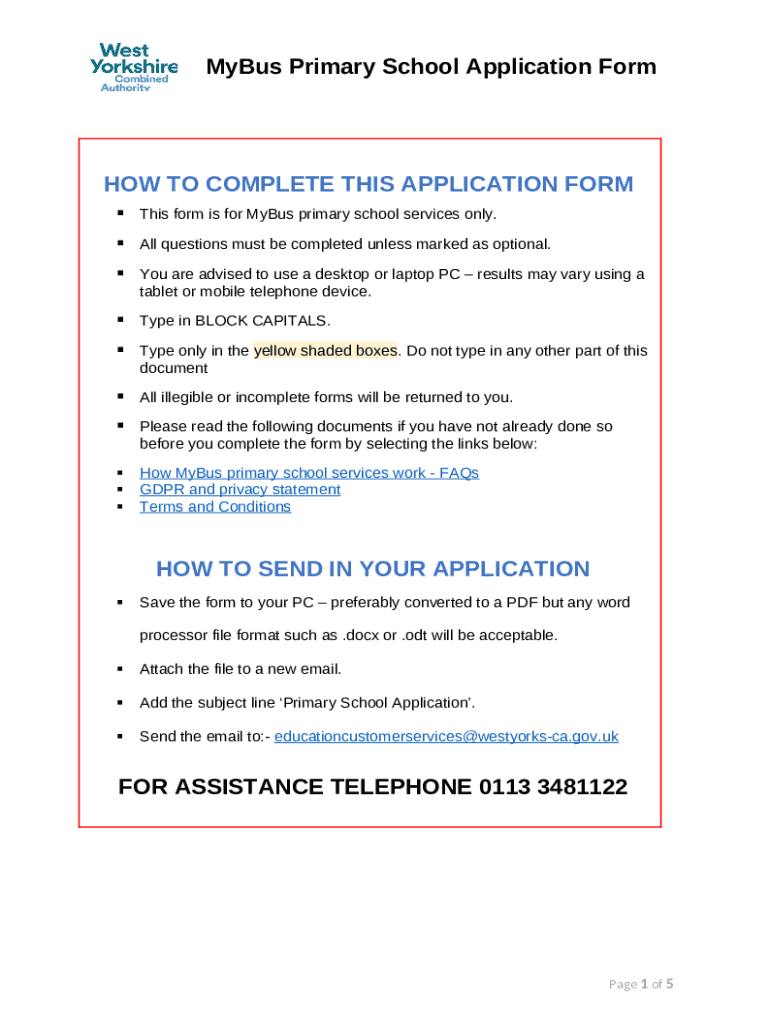 How to Complete MyBus Primary School Application Doc Template | pdfFiller