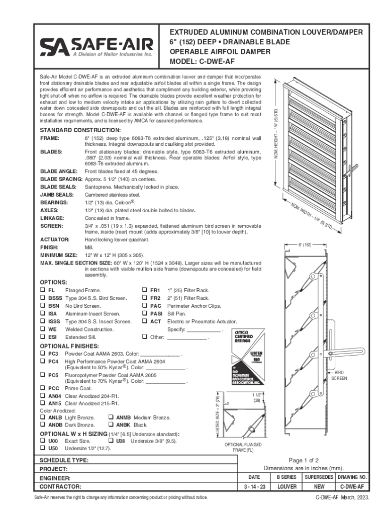 Fillable Online S&P Series ACL Extruded Aluminum Combination Louver ...