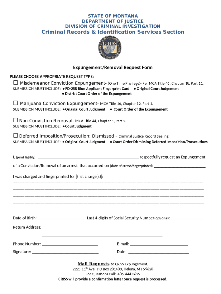 Expungement/Removal Request Doc Template | pdfFiller