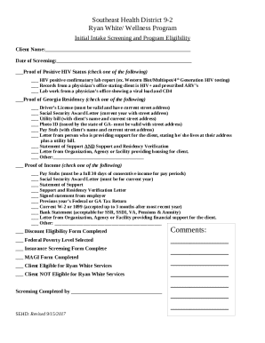 Ryan-White-Intake-Screening-. ... Doc Template | pdfFiller