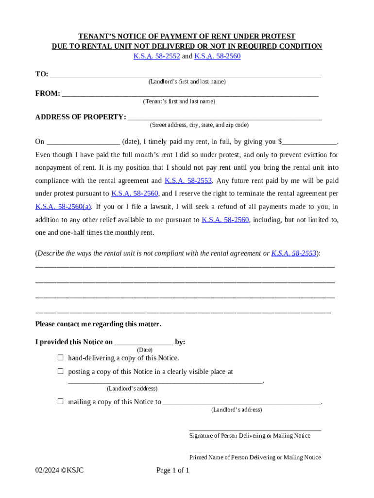 Template 15 - Letter to landlord - payment under protest Doc Template ...