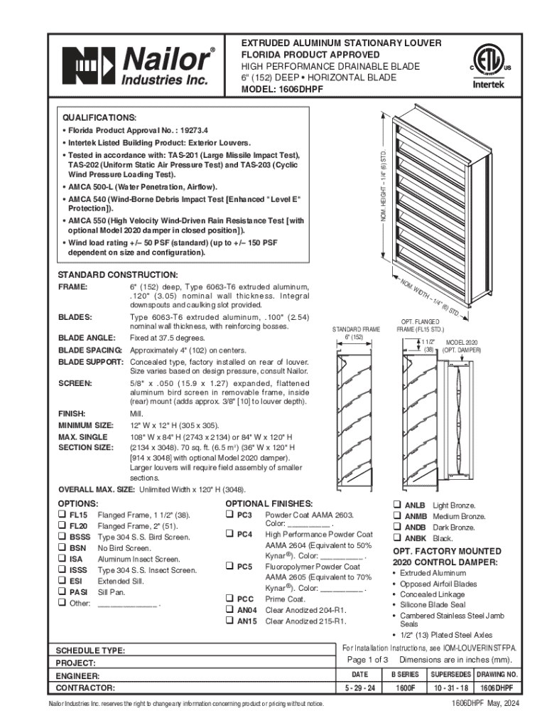 Fillable Online Louvers and Architectural Products Fax Email Print ...