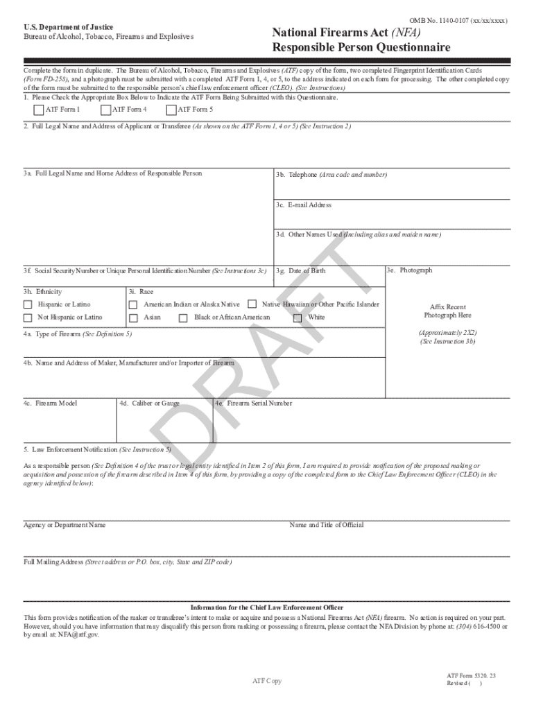 Fillable Online National Firearms Act (NFA) Responsible Person ...