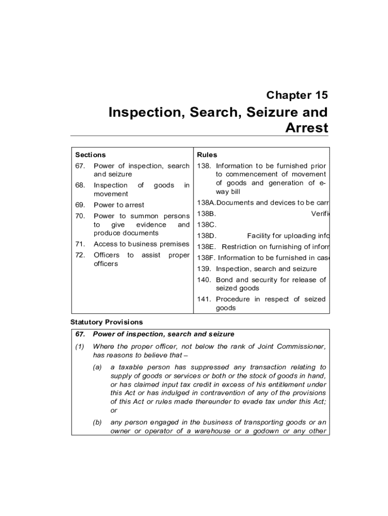 Fillable Online Section 68 : Inspection of goods in movement E-way Bill ...