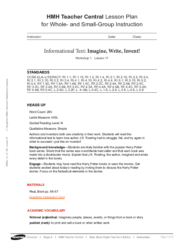 Fillable Online Informational Text: Imagine, Write, Invent Fax Email Print - pdfFiller