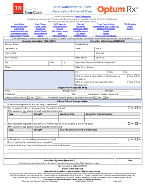 Fillable Online Prior Authorization Form for General Non-preferred ...
