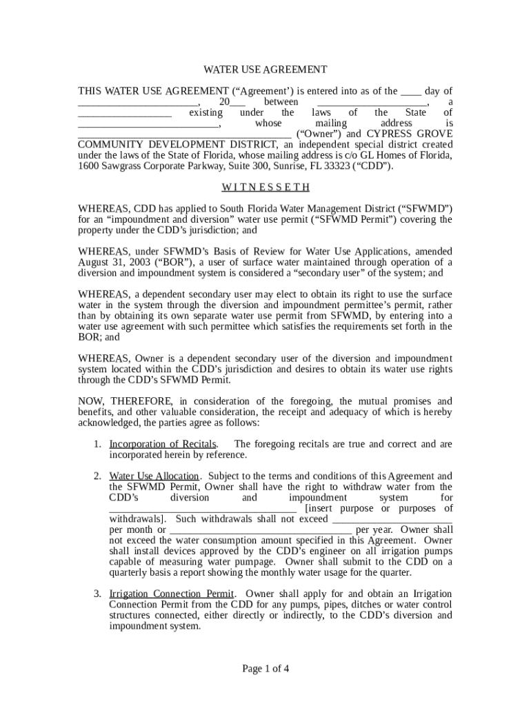 Water Banking Agreement - Water Rights Doc Template | pdfFiller