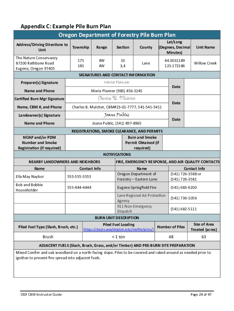 Fillable Online Siskiyou National Forest Prescribed Fire Plan Template ...