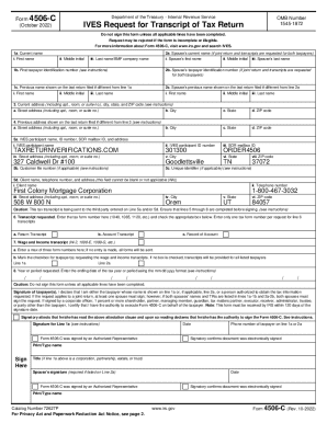 Fillable Online Form 4506-c: 2022 Ives Request for Transcript of Tax ...