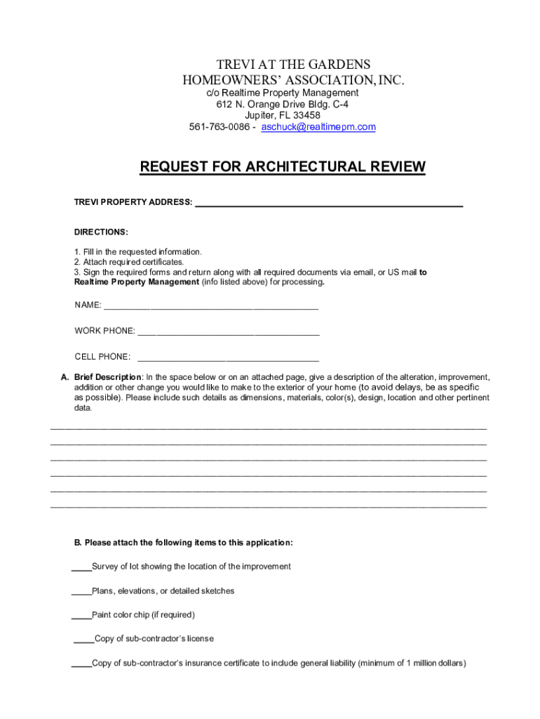 Fillable Online 2023 Architectural Review Request for Trevi at the ...