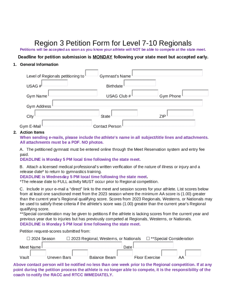Regional Petition Doc Template | pdfFiller