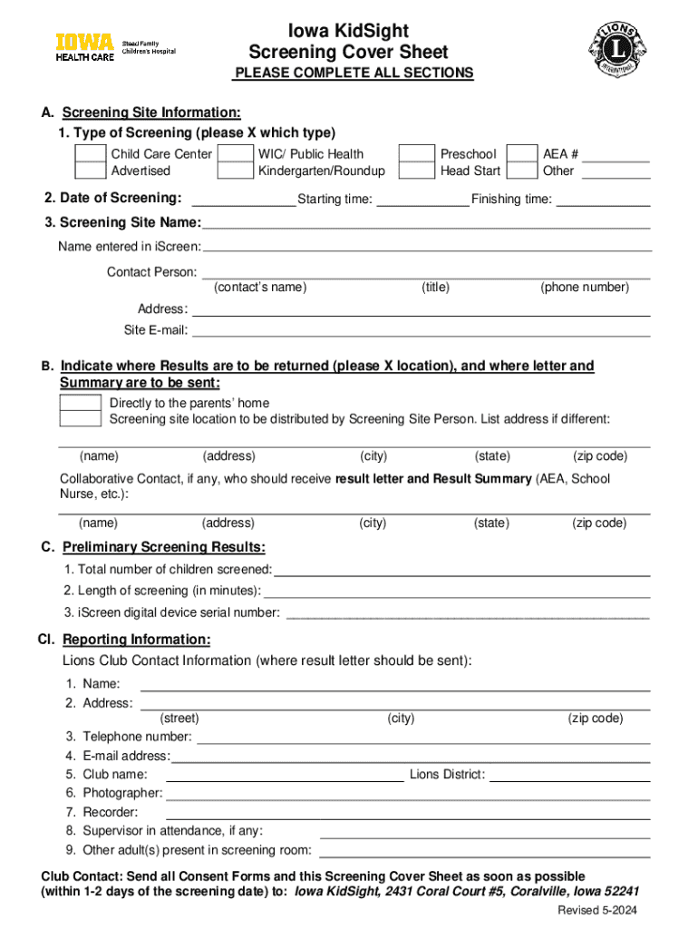 Fillable Online iScreen Consent Form - Iowa KidSight Fax Email Print ...