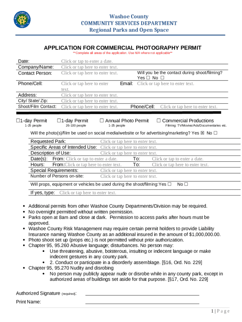Obtain a Film or Photo Shoot Permit Doc Template | pdfFiller