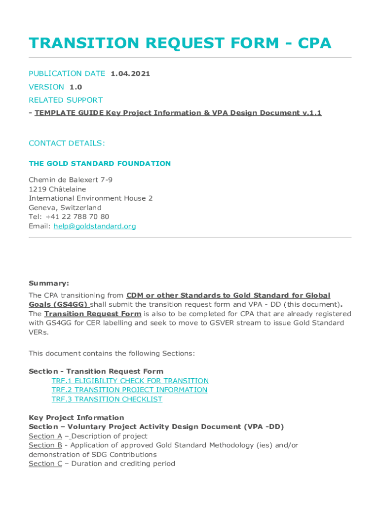 Fillable Online Transition Request Form - CPA Fax Email Print - pdfFiller
