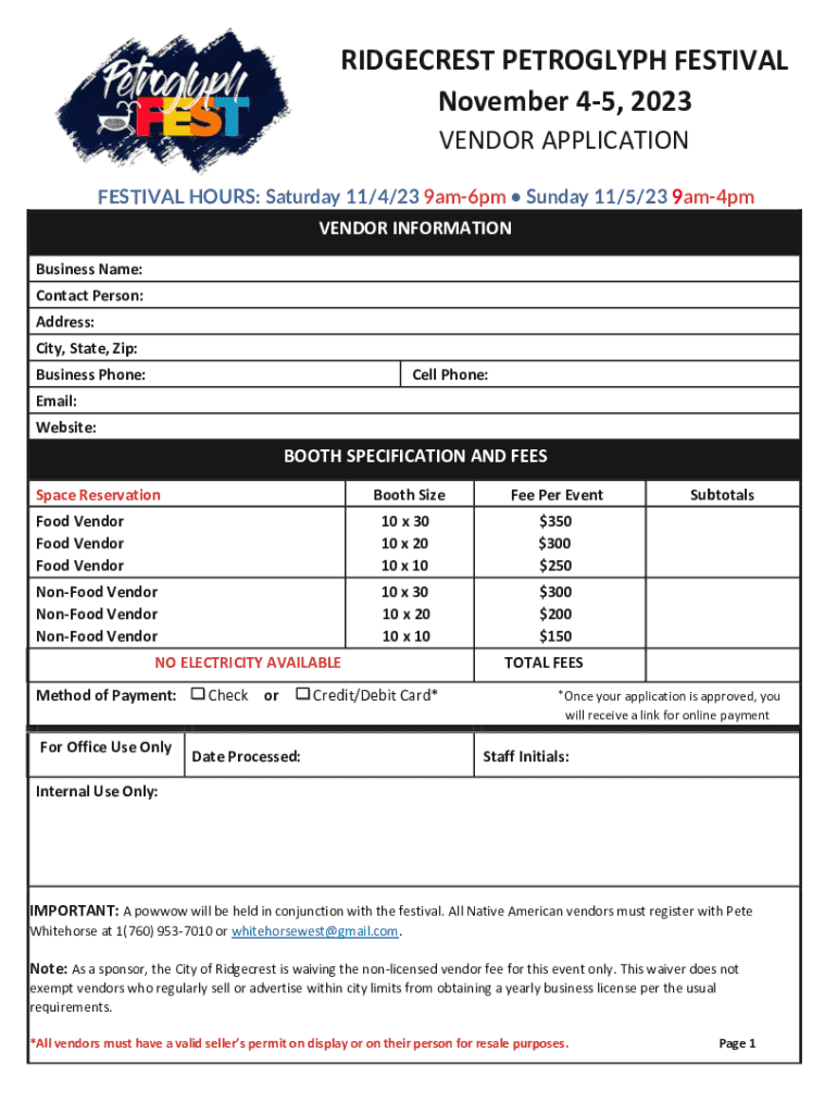 Fillable Online Ridgecrest Petroglyph Festival - Native American ...