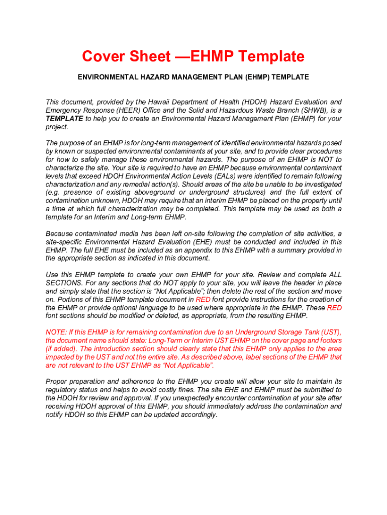 Fillable Online Cover Sheet EHMP Template Fax Email Print - pdfFiller