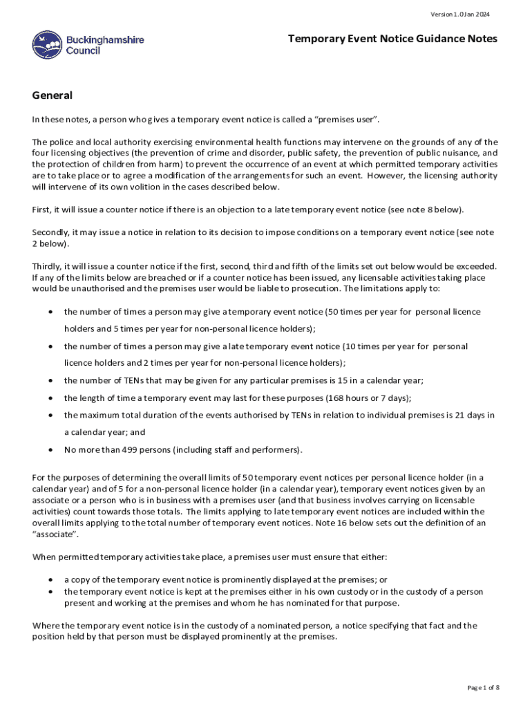 Fillable Online Temporary Event Notice - Before You Begin - Self ...