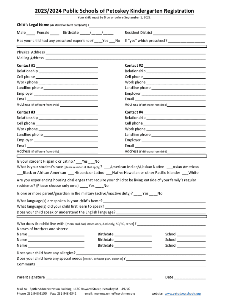 Fillable Online The Class of 2037! Kindergarten round-ups for 2024-25 ...