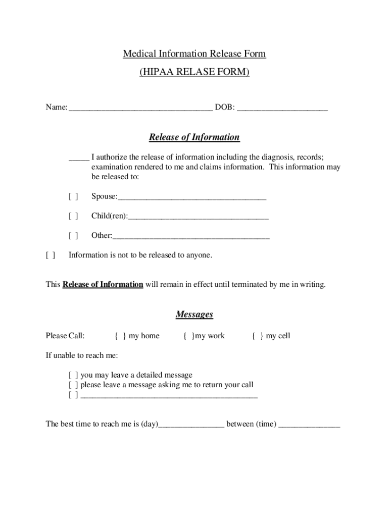 Fillable Online HIPAA RELEASE FORM HIPAA Authorization ... Fax Email ...