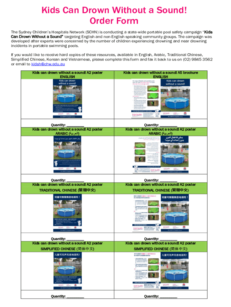 Fillable Online Kids Can Drown Without a Sound - Pool Safety Campaign ...